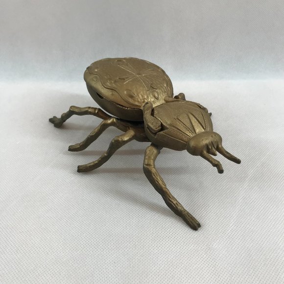 Accents | Vintage Unique Brass Beetle Scarab Ashtray With Lid | Poshmark